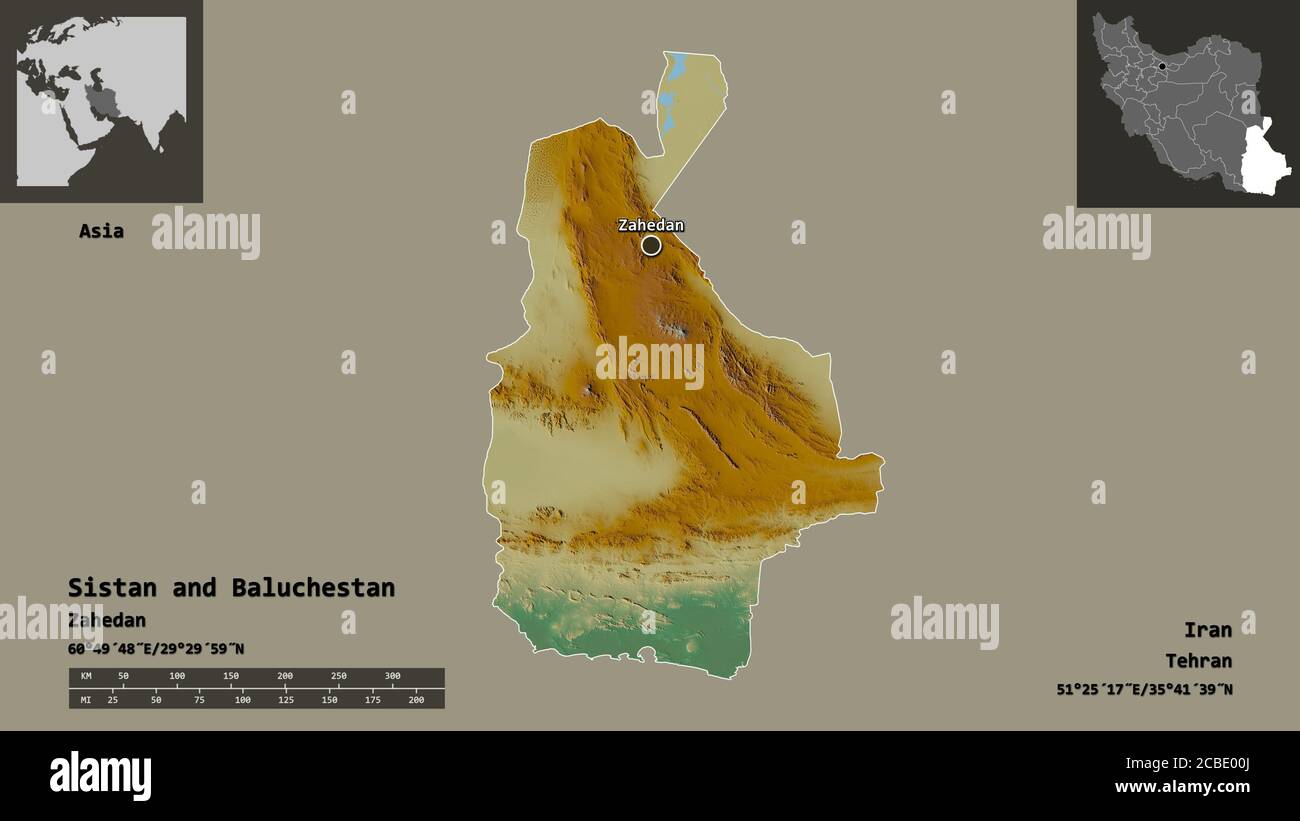 Shape of Sistan and Baluchestan, province of Iran, and its capital ...