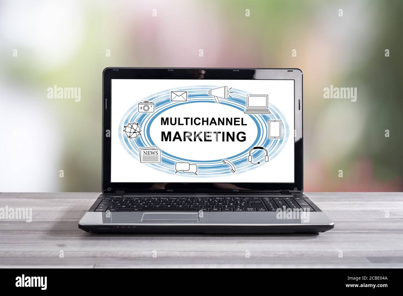 Multichannel marketing concept shown on a laptop screen Stock Photo - Alamy