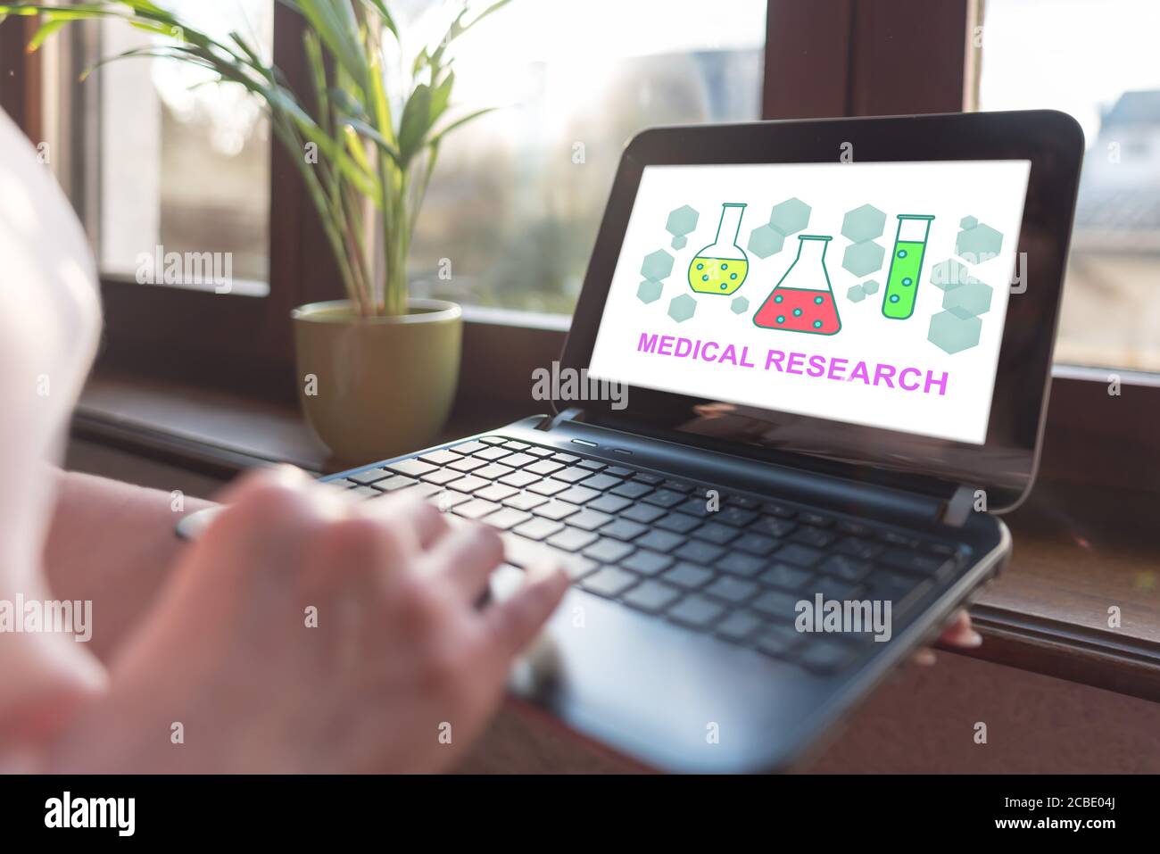 Laptop screen displaying a medical research concept Stock Photo - Alamy