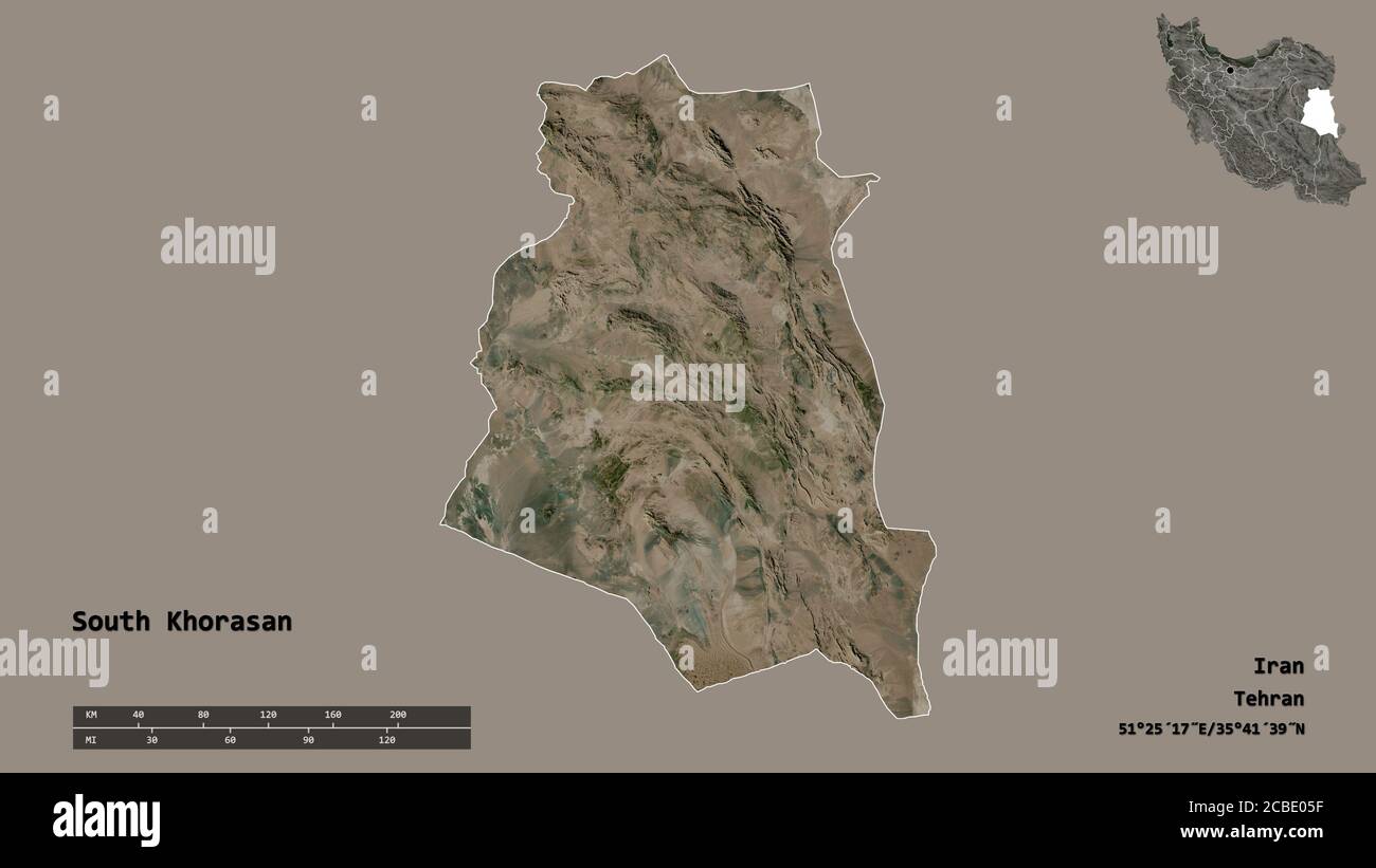 Shape of South Khorasan, province of Iran, with its capital isolated on ...