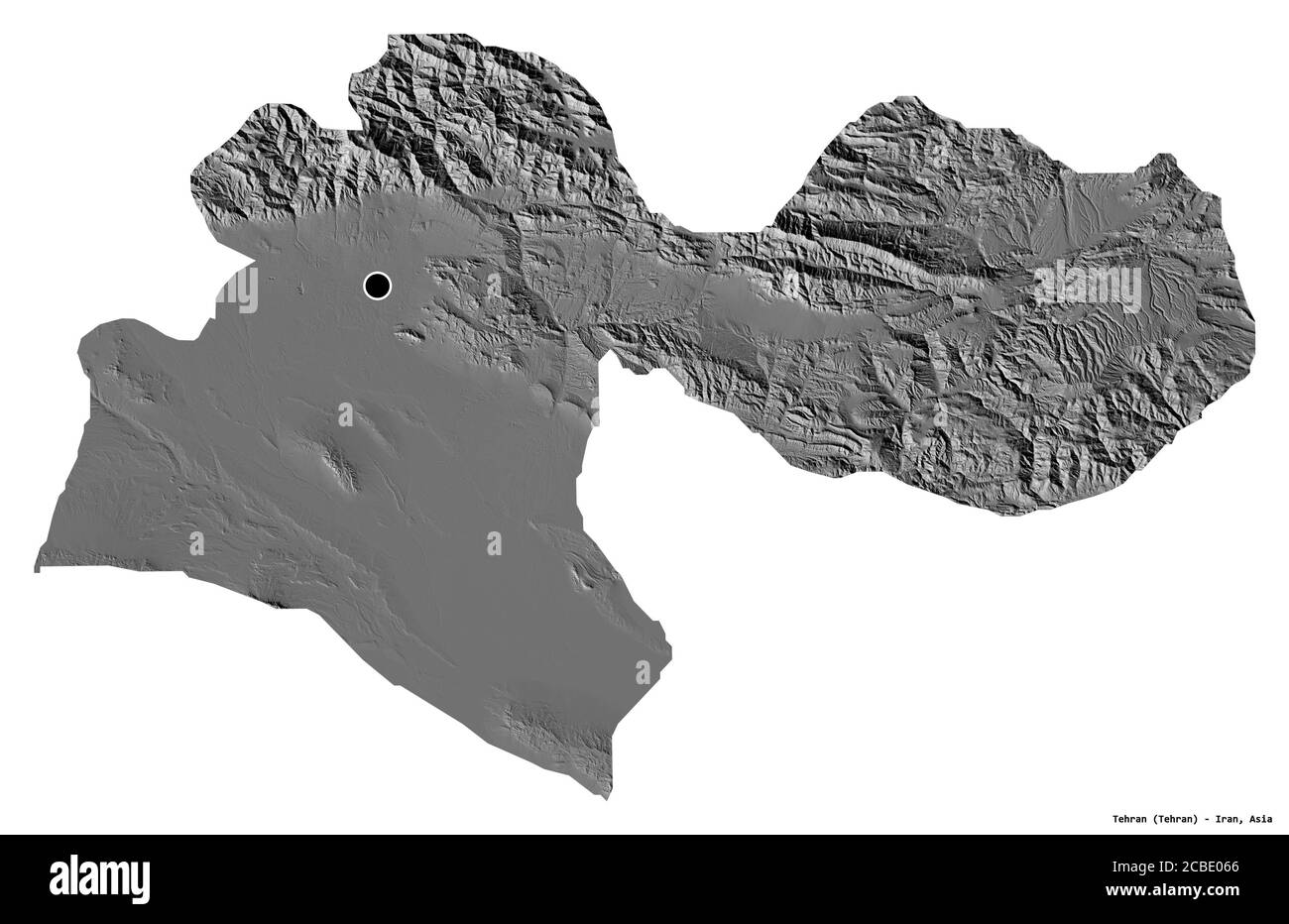 Shape of Tehran, province of Iran, with its capital isolated on white ...