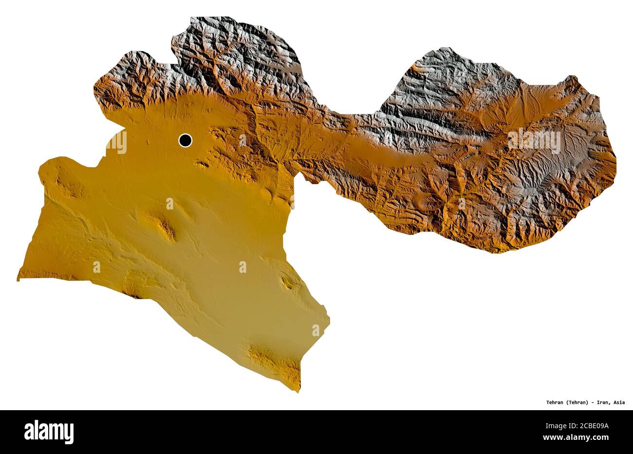 Shape of Tehran, province of Iran, with its capital isolated on white ...