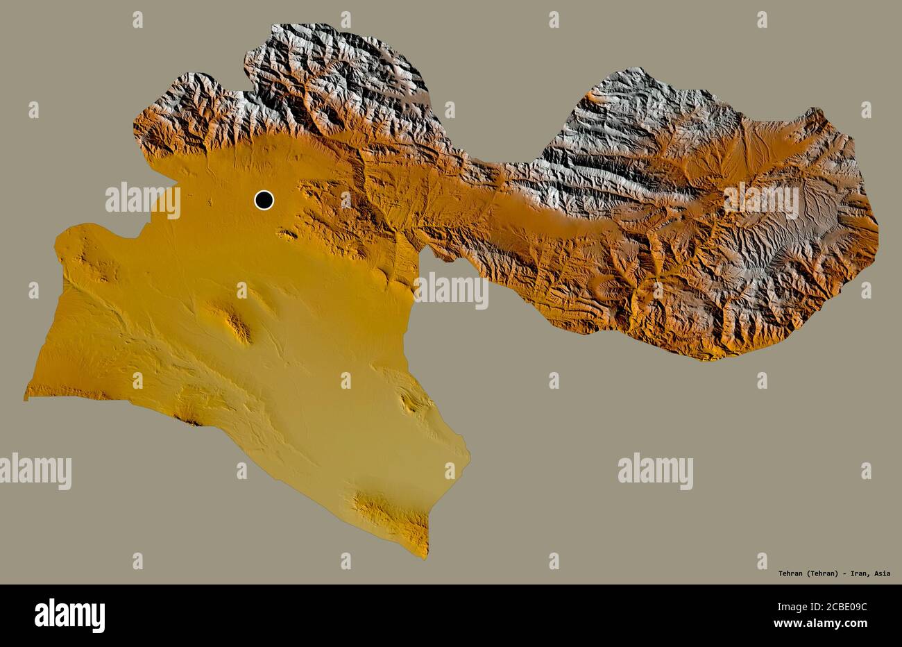 Shape of Tehran, province of Iran, with its capital isolated on a solid ...