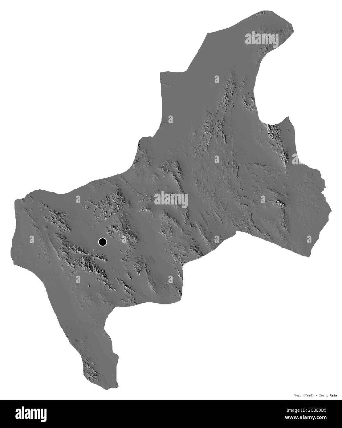 Shape of Yazd, province of Iran, with its capital isolated on white ...