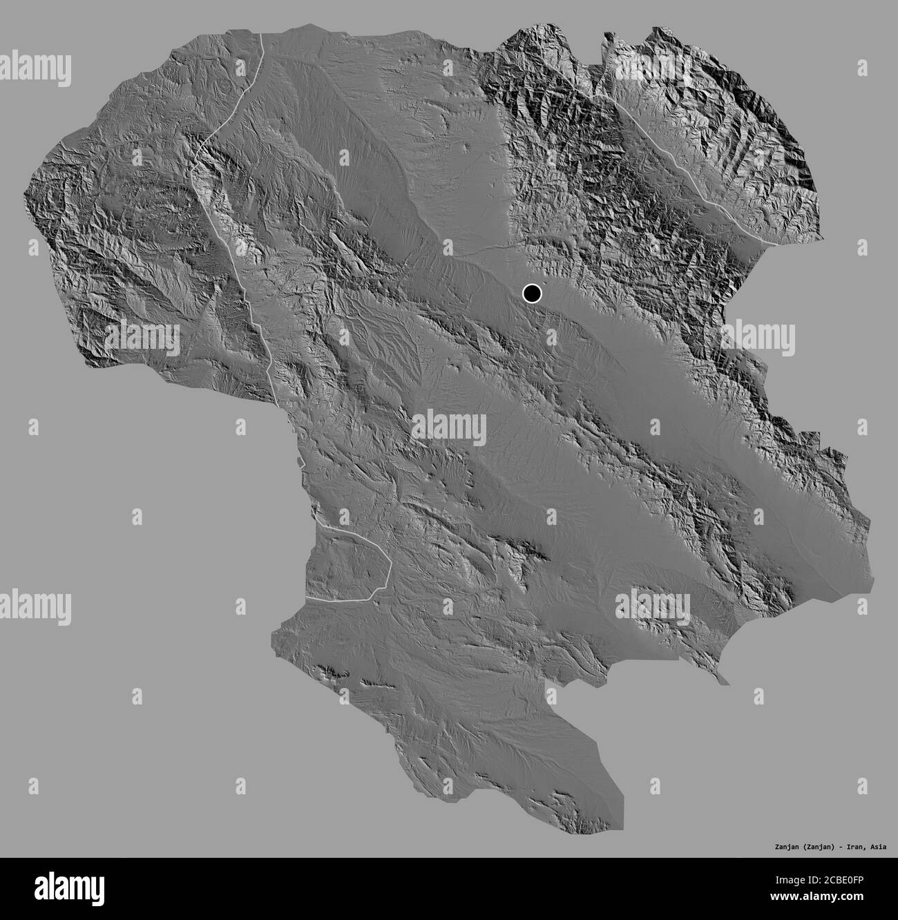 Shape of Zanjan, province of Iran, with its capital isolated on a solid ...
