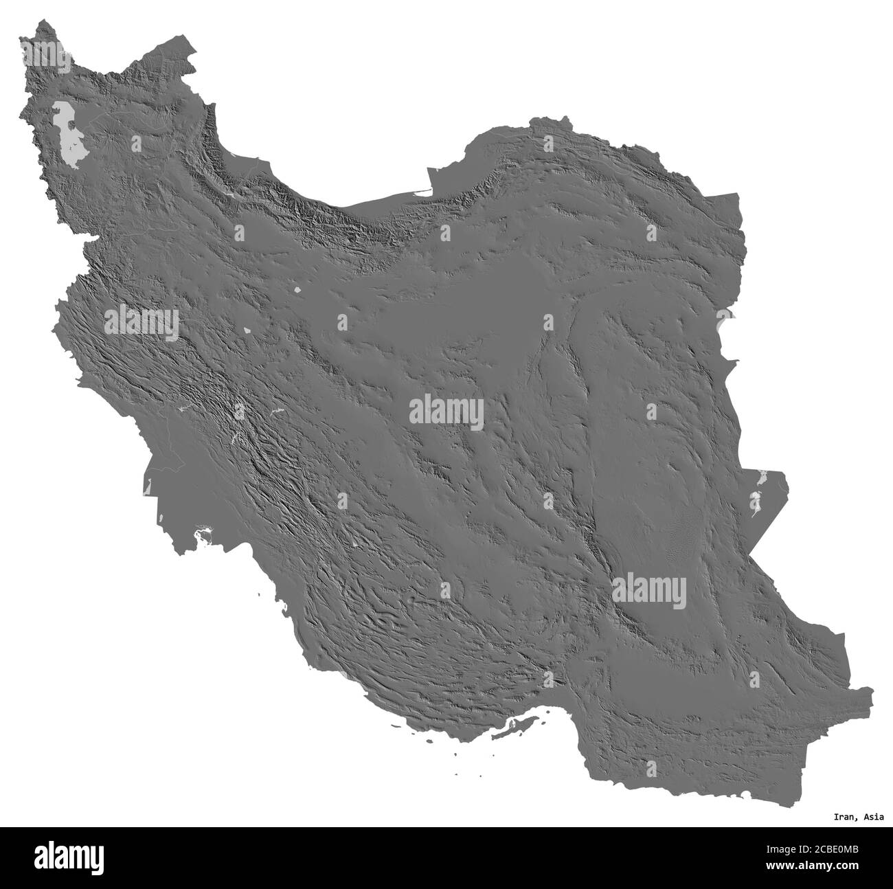 Shape of Iran with its capital isolated on white background. Bilevel ...