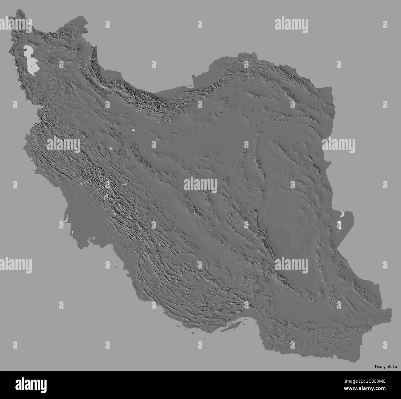 Shape of Iran with its capital isolated on a solid color background ...