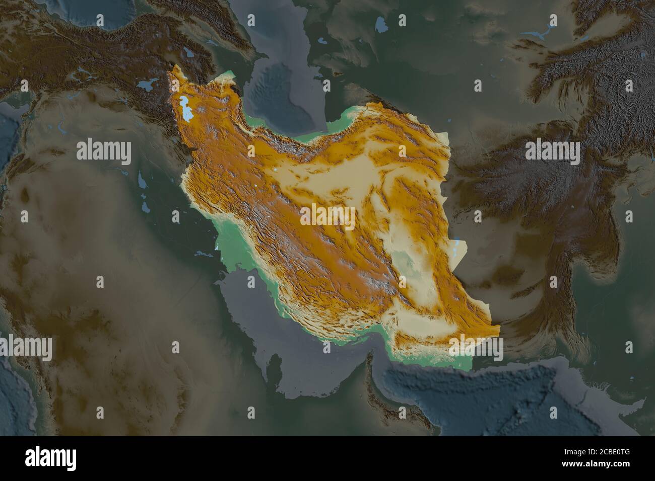 Shape of Iran separated by the desaturation of neighboring areas ...