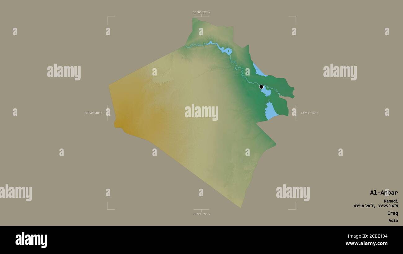 Area of Al-Anbar, province of Iraq, isolated on a solid background in a ...
