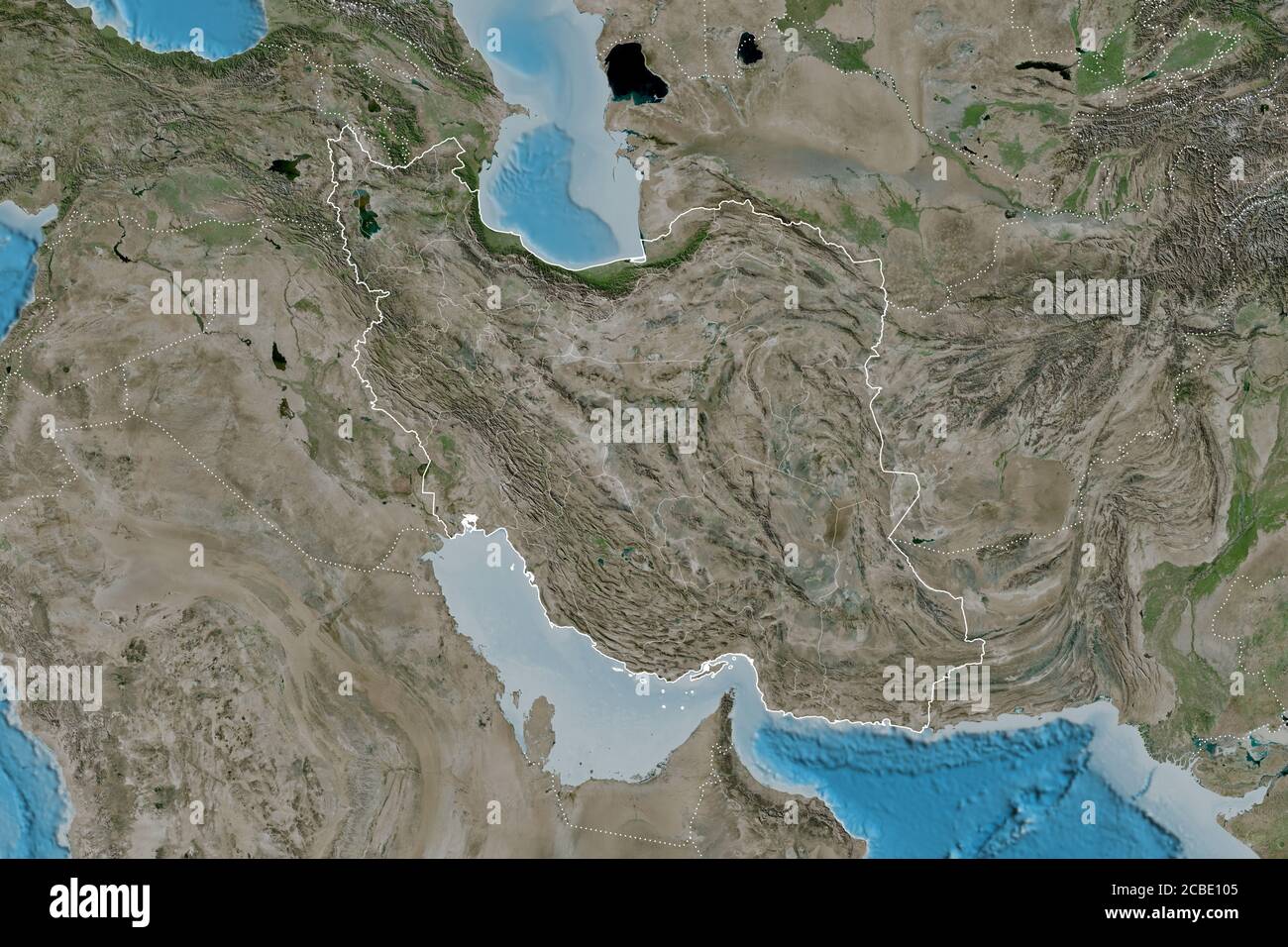 Extended area of Iran with country outline, international and regional ...