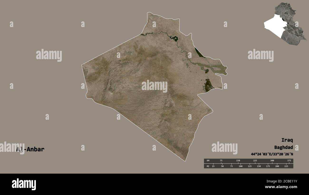 Shape of Al-Anbar, province of Iraq, with its capital isolated on solid ...
