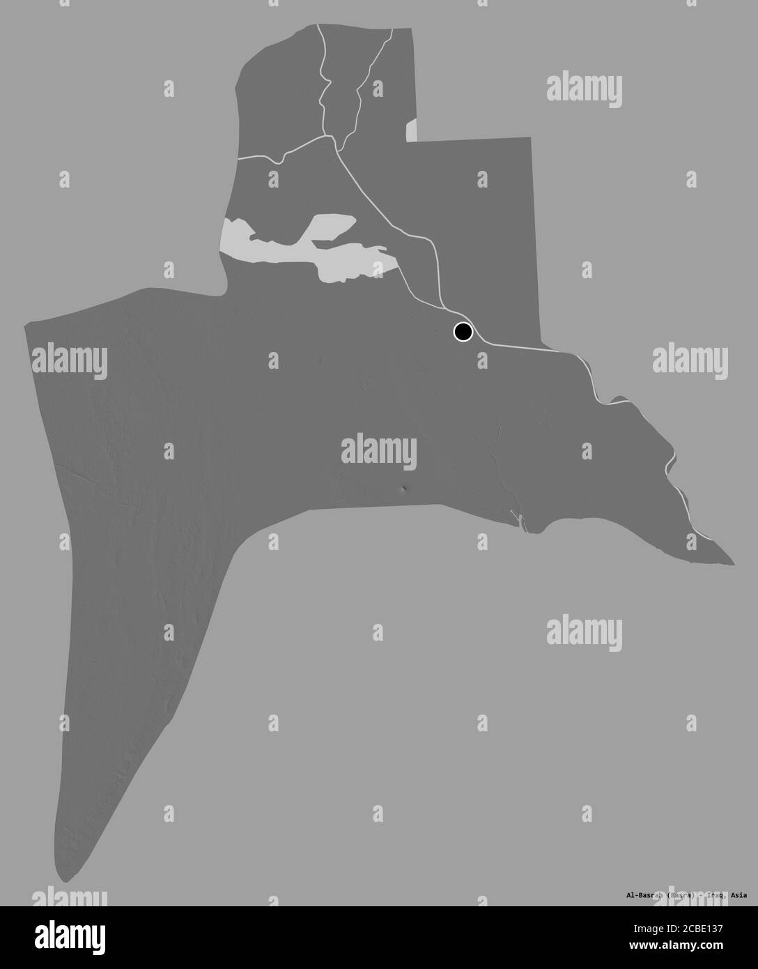 Shape of Al-Basrah, province of Iraq, with its capital isolated on a ...