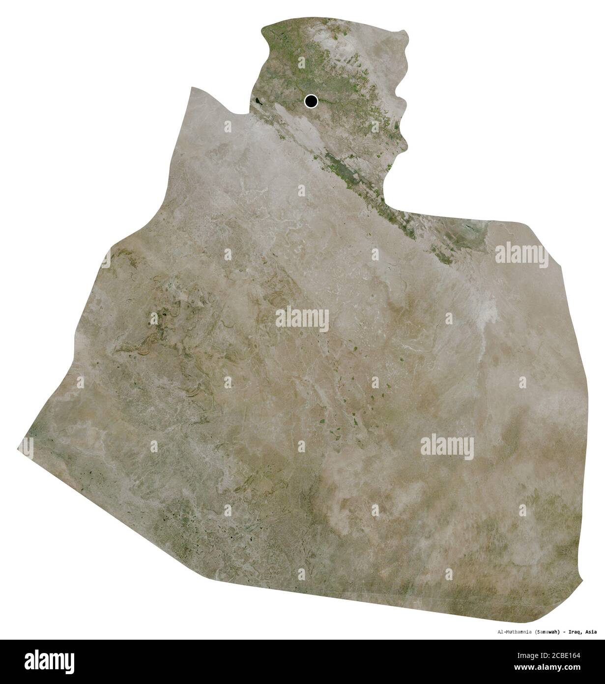 Shape of Al-Muthannia, province of Iraq, with its capital isolated on ...