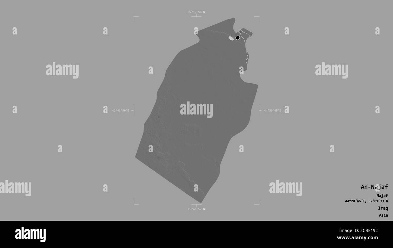 Area of An-Najaf, province of Iraq, isolated on a solid background in a ...