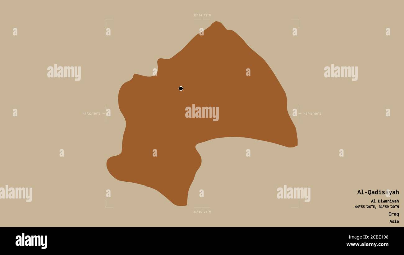 Area of Al-Qadisiyah, province of Iraq, isolated on a solid background ...