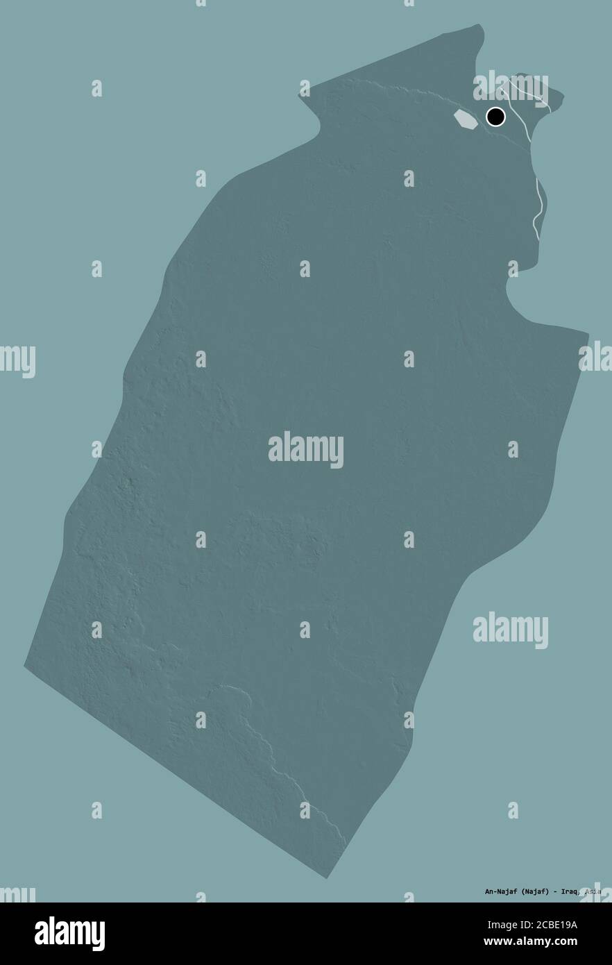 Shape of An-Najaf, province of Iraq, with its capital isolated on a ...