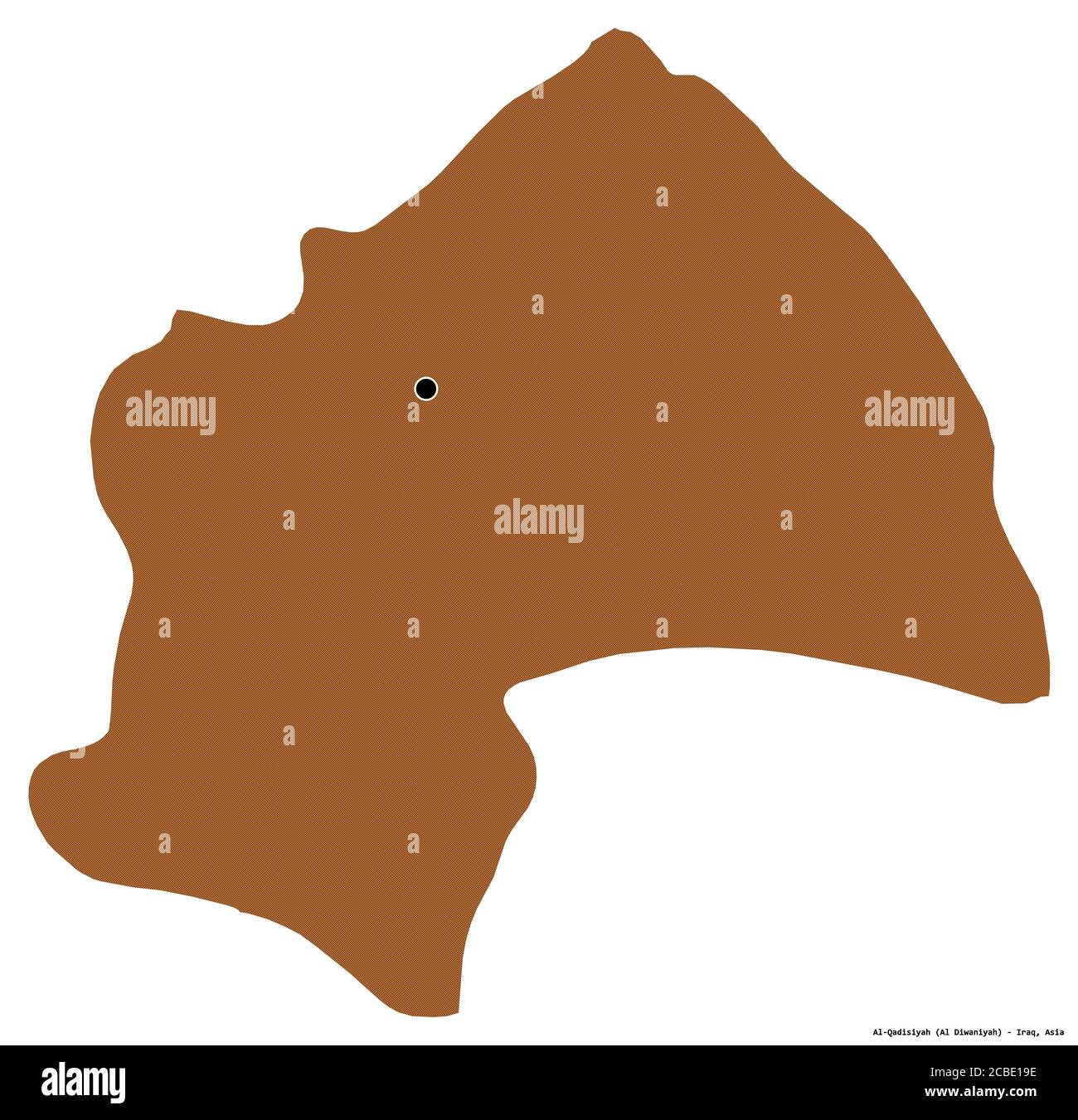 Shape of Al-Qadisiyah, province of Iraq, with its capital isolated on ...
