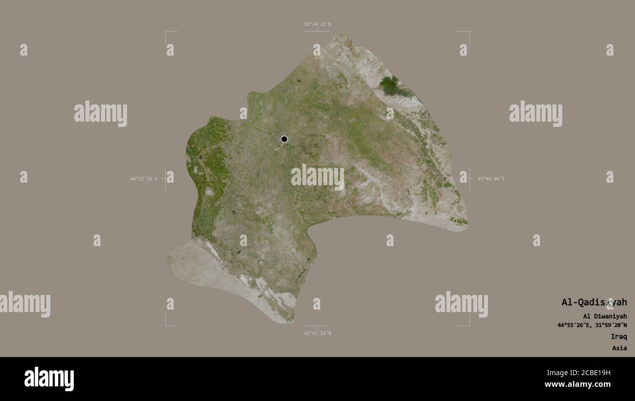 Area of Al-Qadisiyah, province of Iraq, isolated on a solid background ...