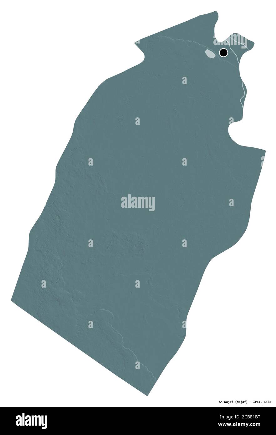 Shape of An-Najaf, province of Iraq, with its capital isolated on white ...