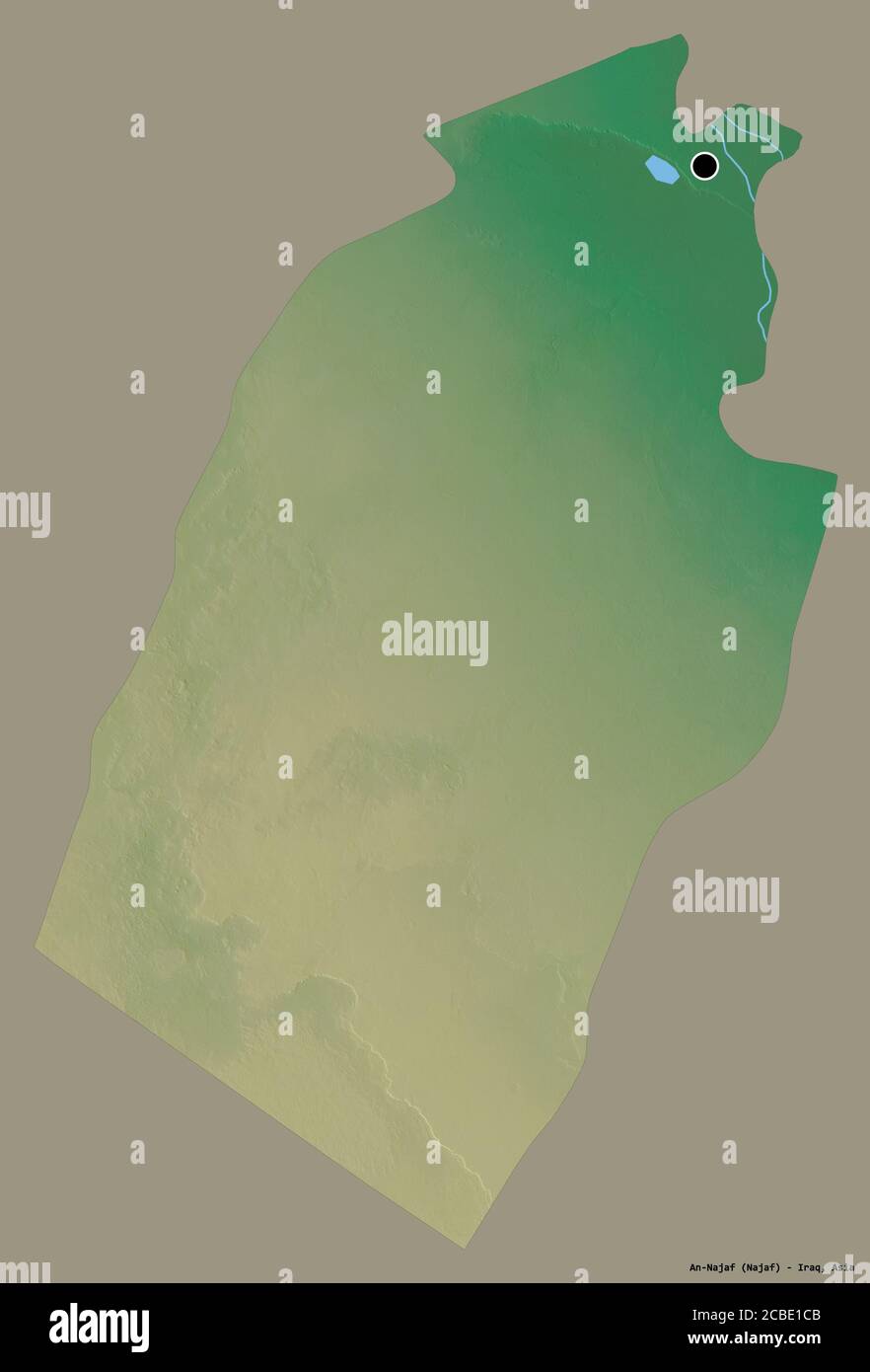 Shape of An-Najaf, province of Iraq, with its capital isolated on a ...