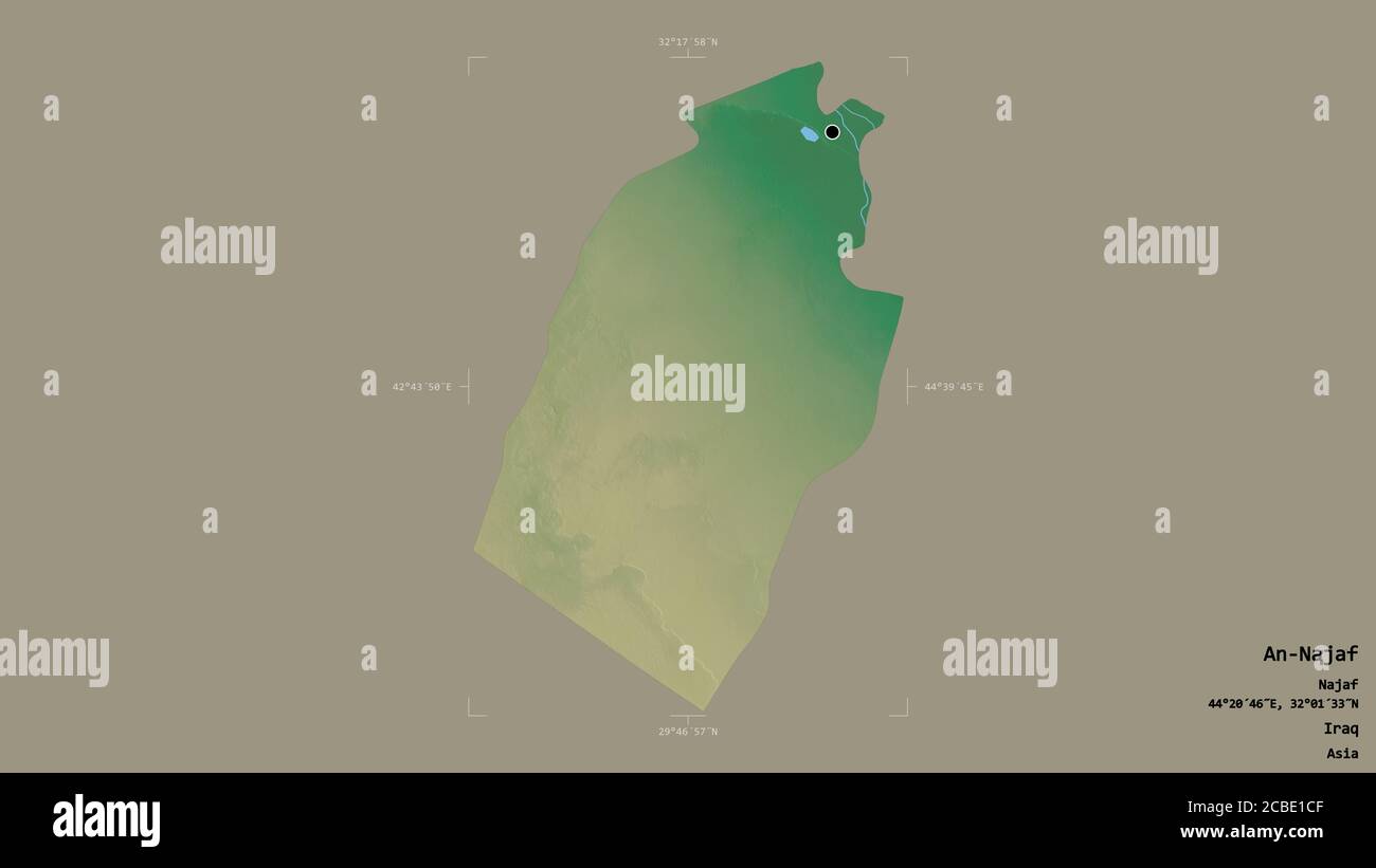 Area of An-Najaf, province of Iraq, isolated on a solid background in a ...