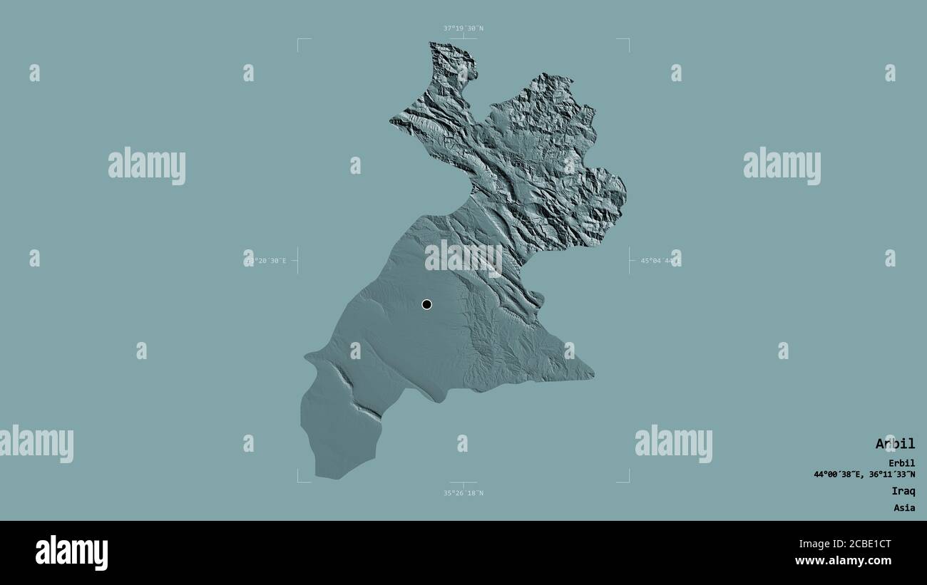 Area of Arbil, province of Iraq, isolated on a solid background in a ...