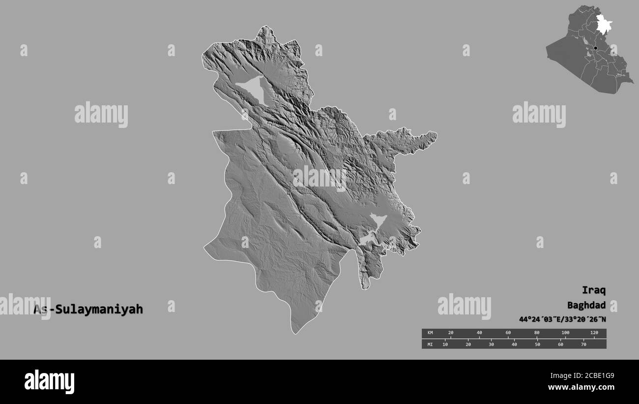 Shape of As-Sulaymaniyah, province of Iraq, with its capital isolated ...