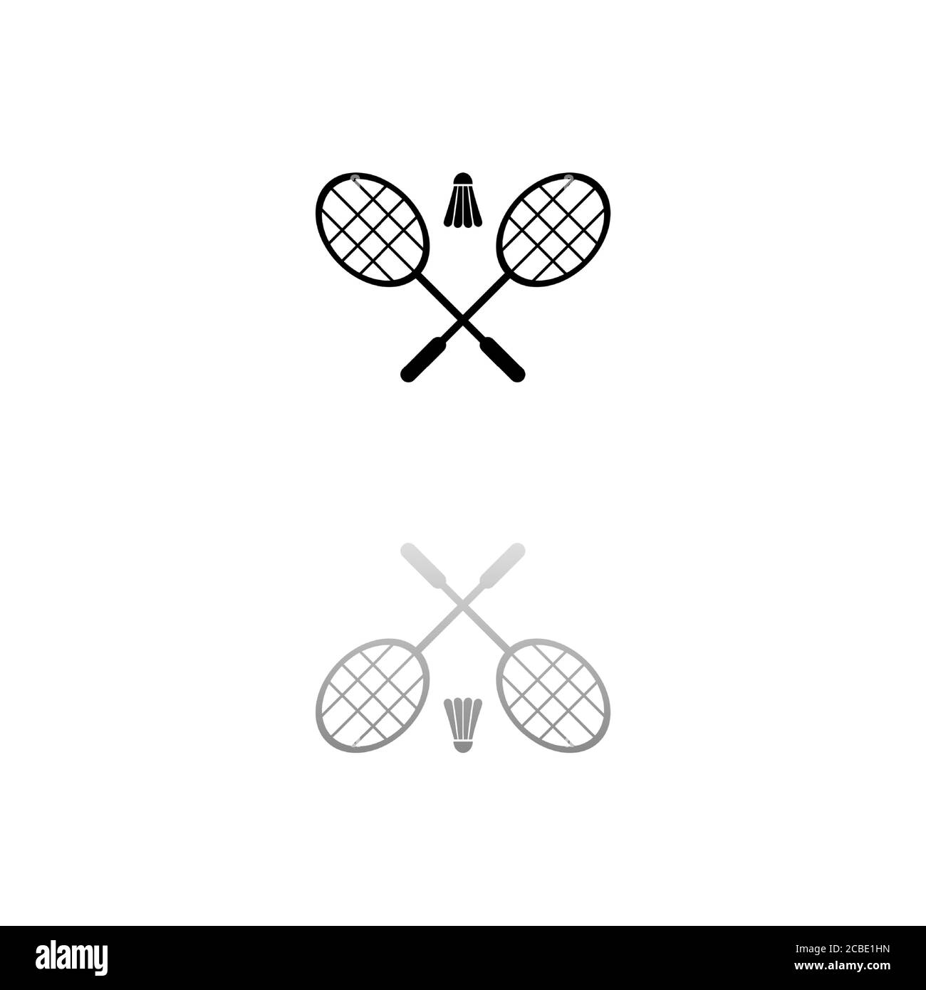 Badminton. Black symbol on white background. Simple illustration. Flat ...