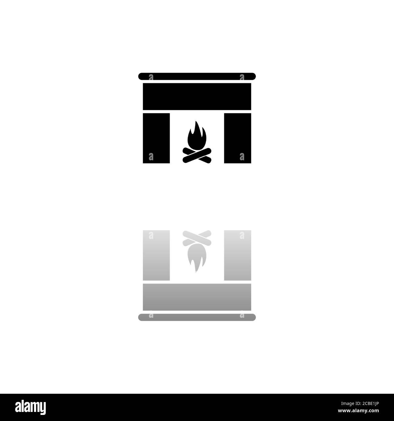 Fireplace. Black symbol on white background. Simple illustration. Flat ...