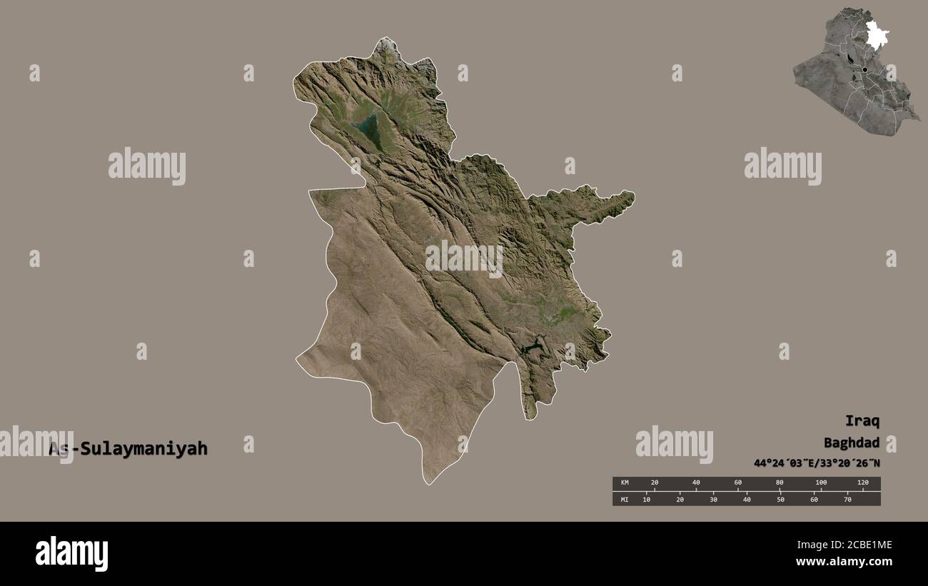 Shape of As-Sulaymaniyah, province of Iraq, with its capital isolated ...