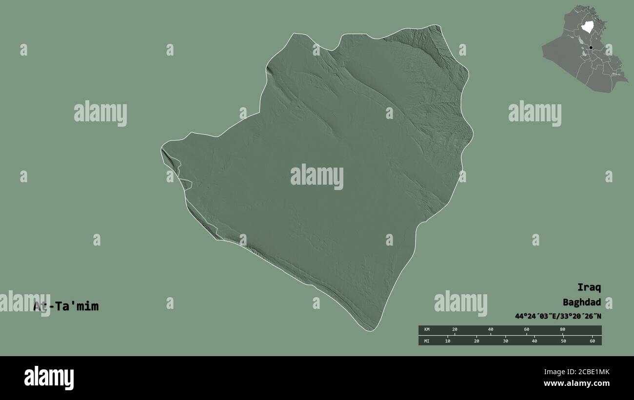 Shape of At-Ta'mim, province of Iraq, with its capital isolated on ...