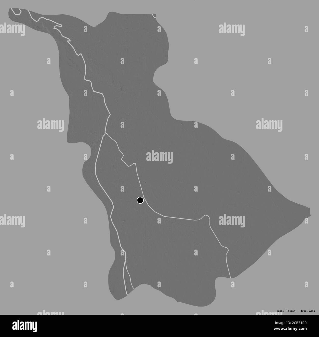 Shape of Babil, province of Iraq, with its capital isolated on a solid ...