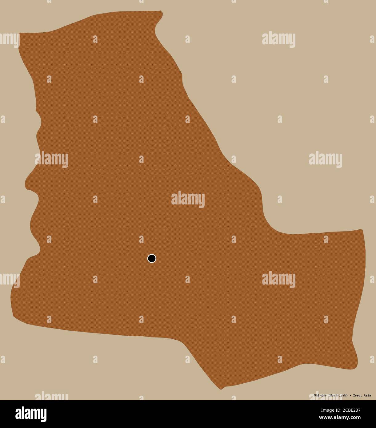 Shape of Dhi-Qar, province of Iraq, with its capital isolated on a ...