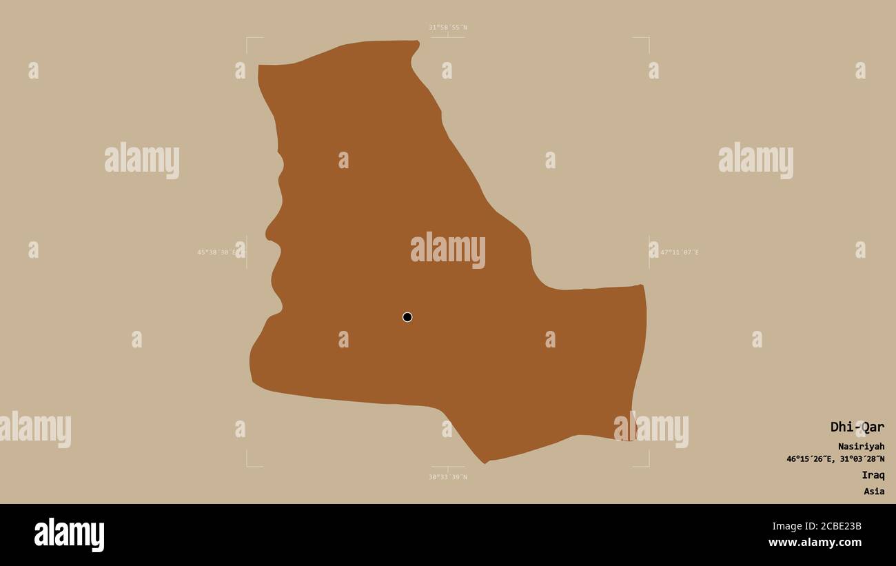 Area of Dhi-Qar, province of Iraq, isolated on a solid background in a ...