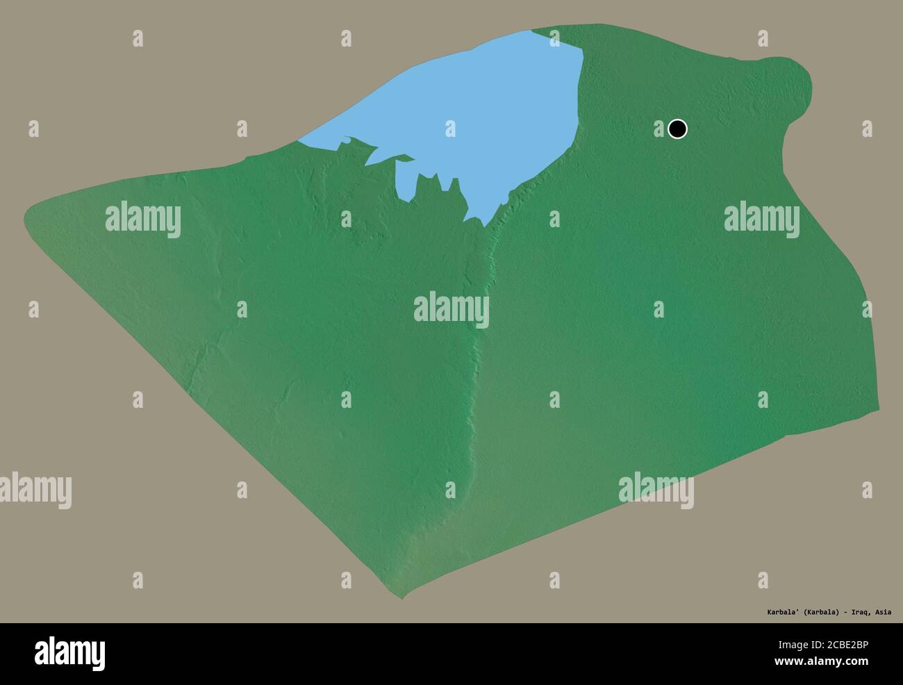 Shape of Karbala', province of Iraq, with its capital isolated on a ...