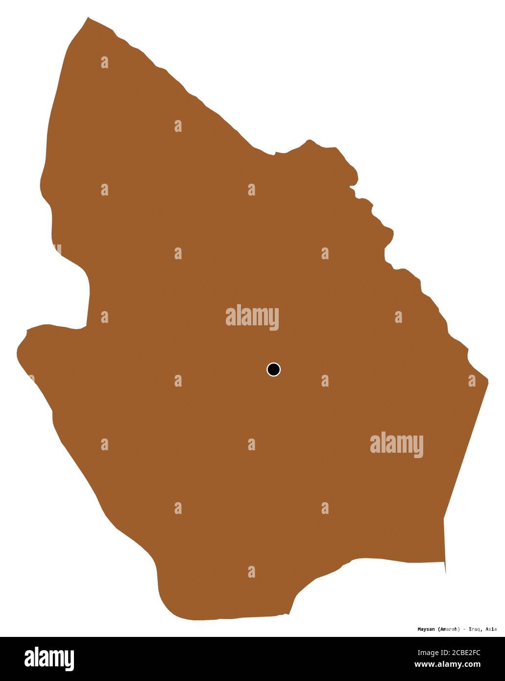 Shape of Maysan, province of Iraq, with its capital isolated on white ...