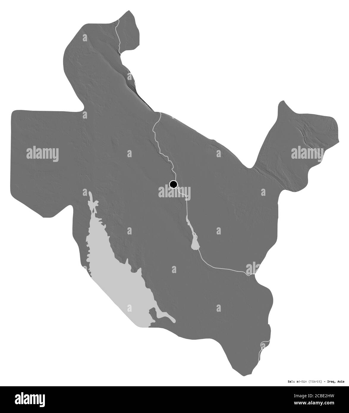 Shape of Sala ad-Din, province of Iraq, with its capital isolated on ...