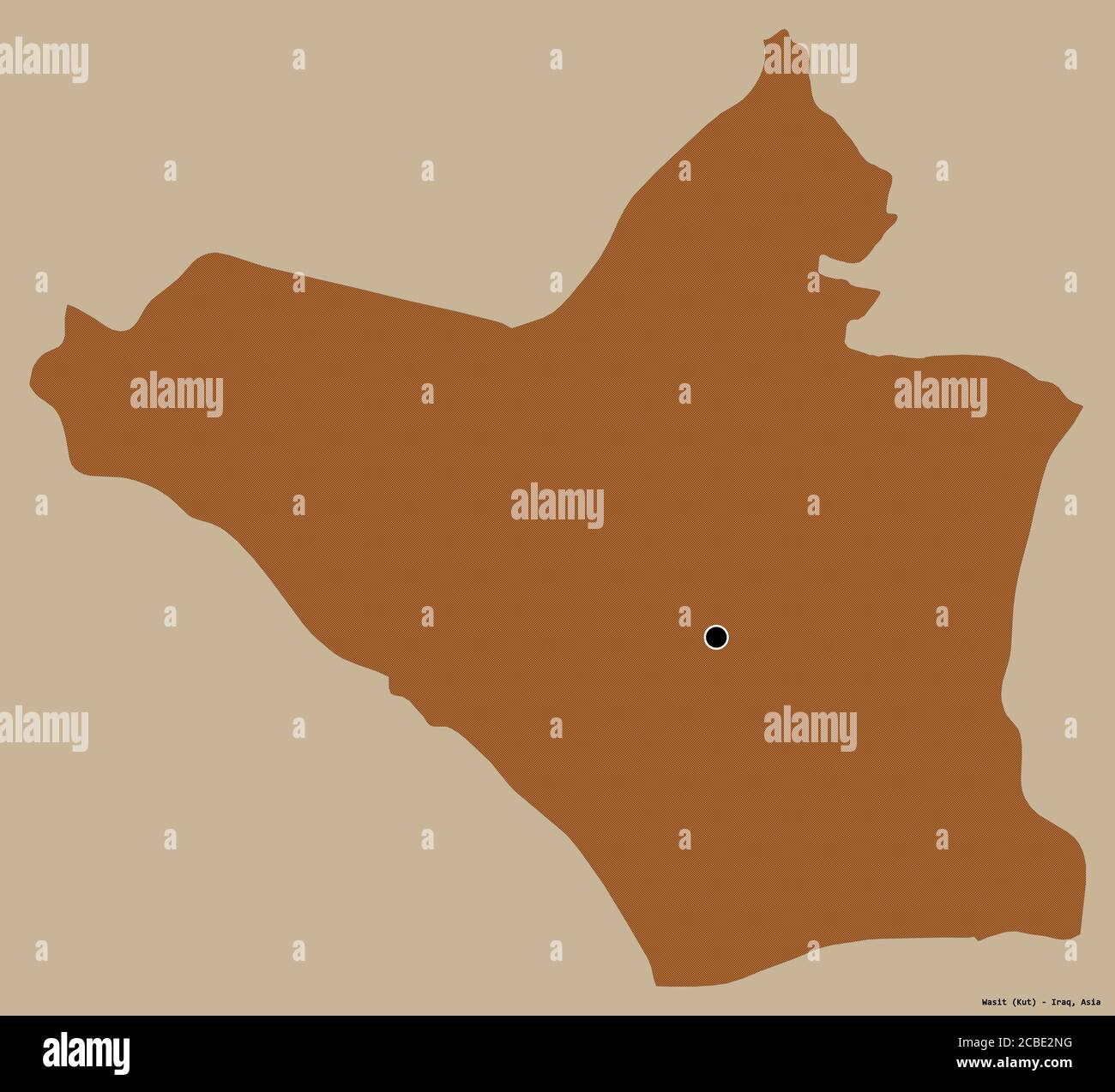 Shape of Wasit, province of Iraq, with its capital isolated on a solid ...