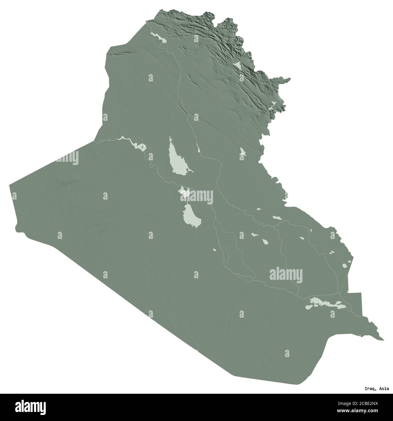 Shape of Iraq with its capital isolated on white background. Colored ...