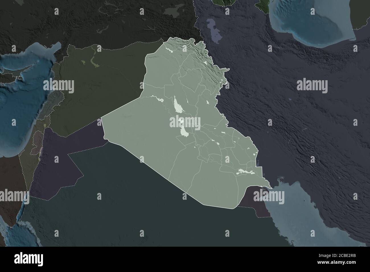 Shape of Iraq separated by the desaturation of neighboring areas ...