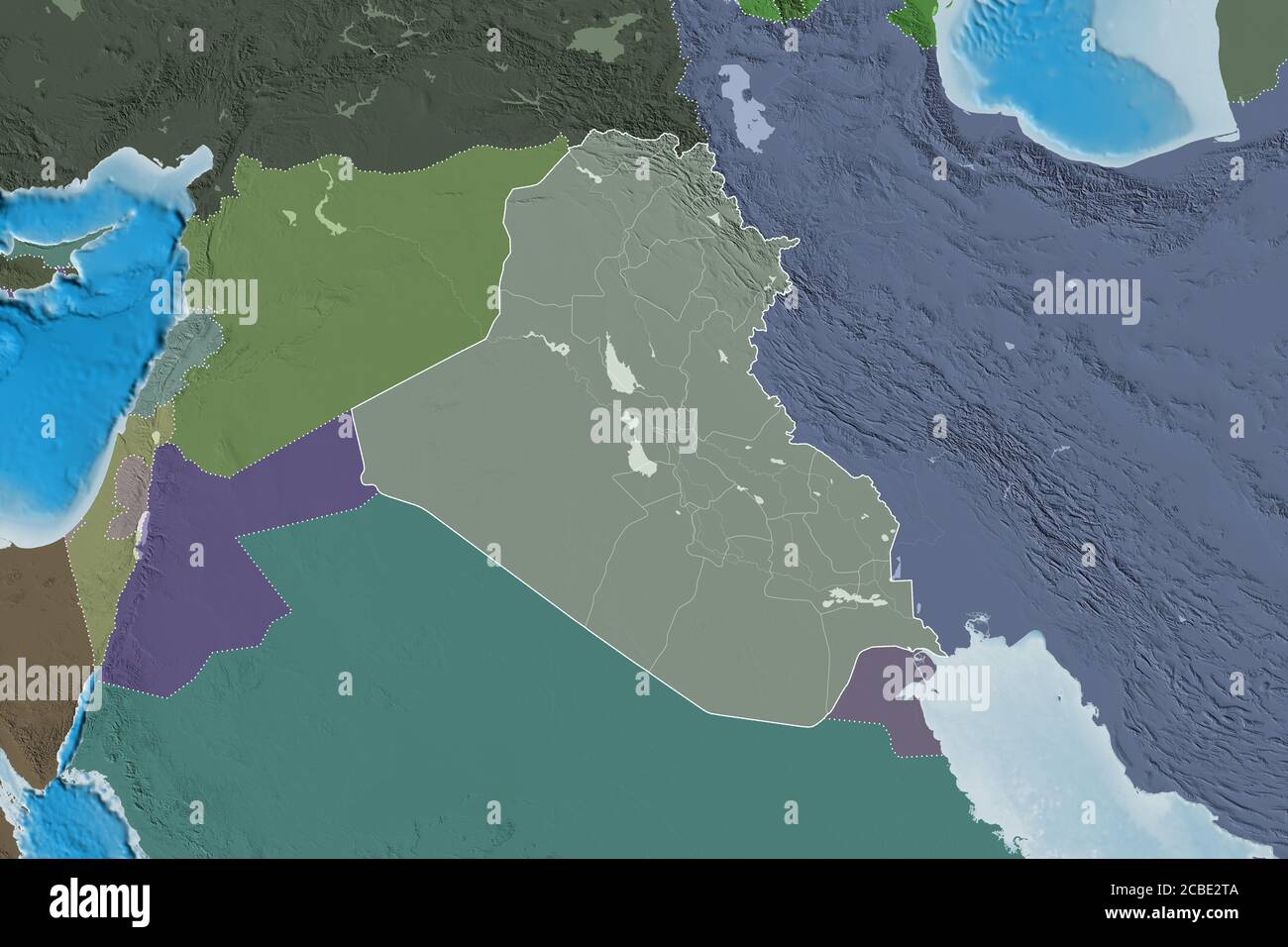 Extended area of Iraq with country outline, international and regional ...