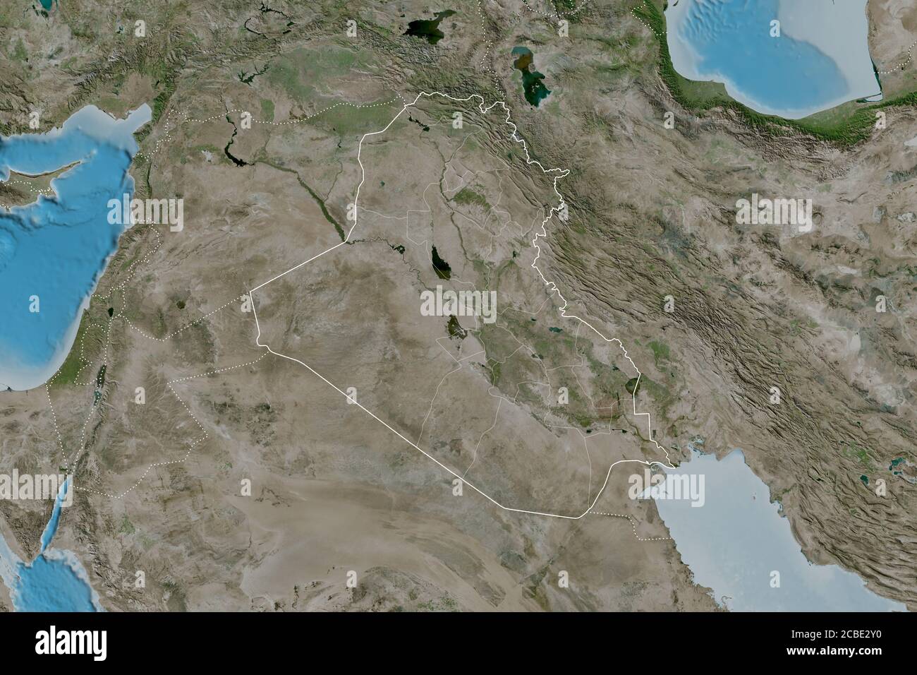 Extended area of Iraq with country outline, international and regional ...
