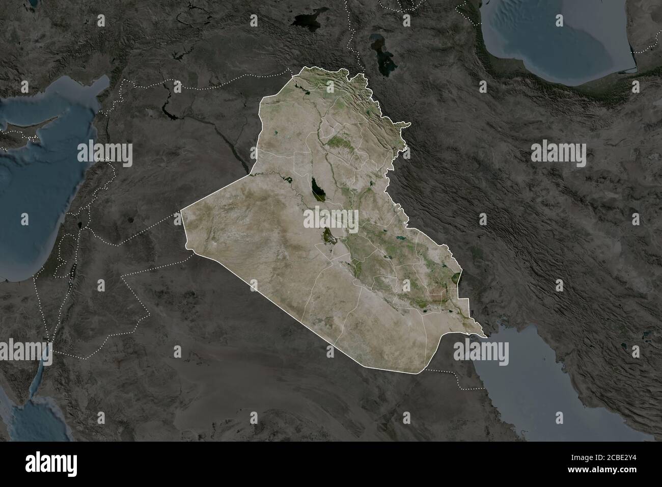 Shape of Iraq separated by the desaturation of neighboring areas ...