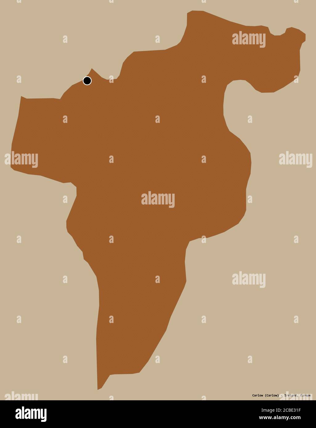 Shape of Carlow, county of Ireland, with its capital isolated on a ...