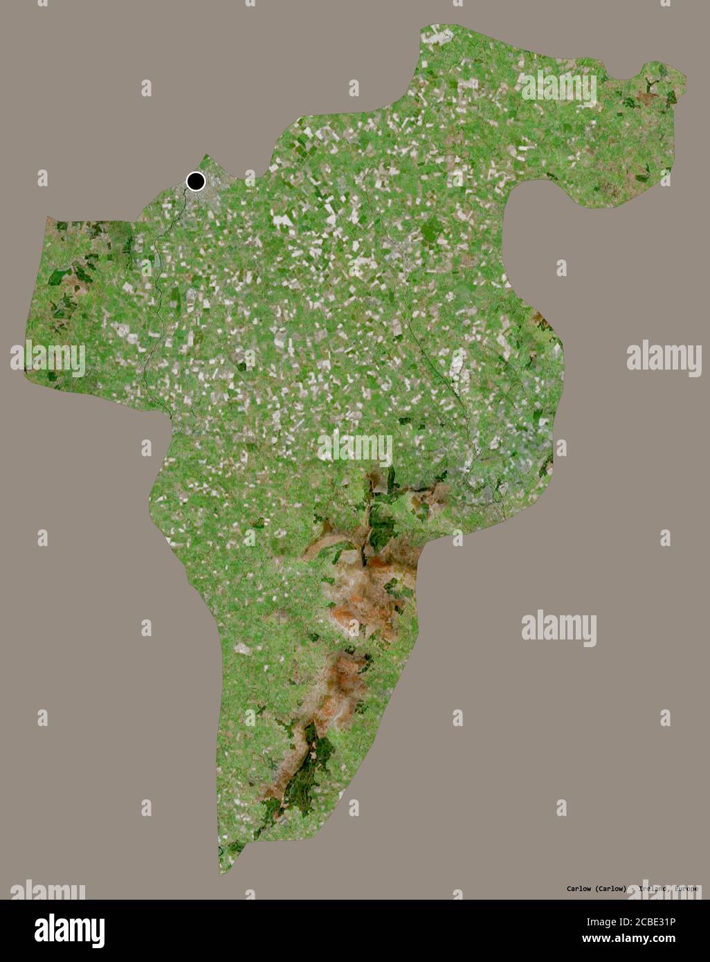 Shape of Carlow, county of Ireland, with its capital isolated on a ...