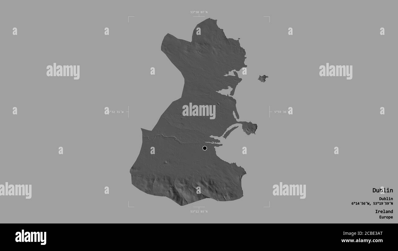 Area of Dublin, county of Ireland, isolated on a solid background in a ...