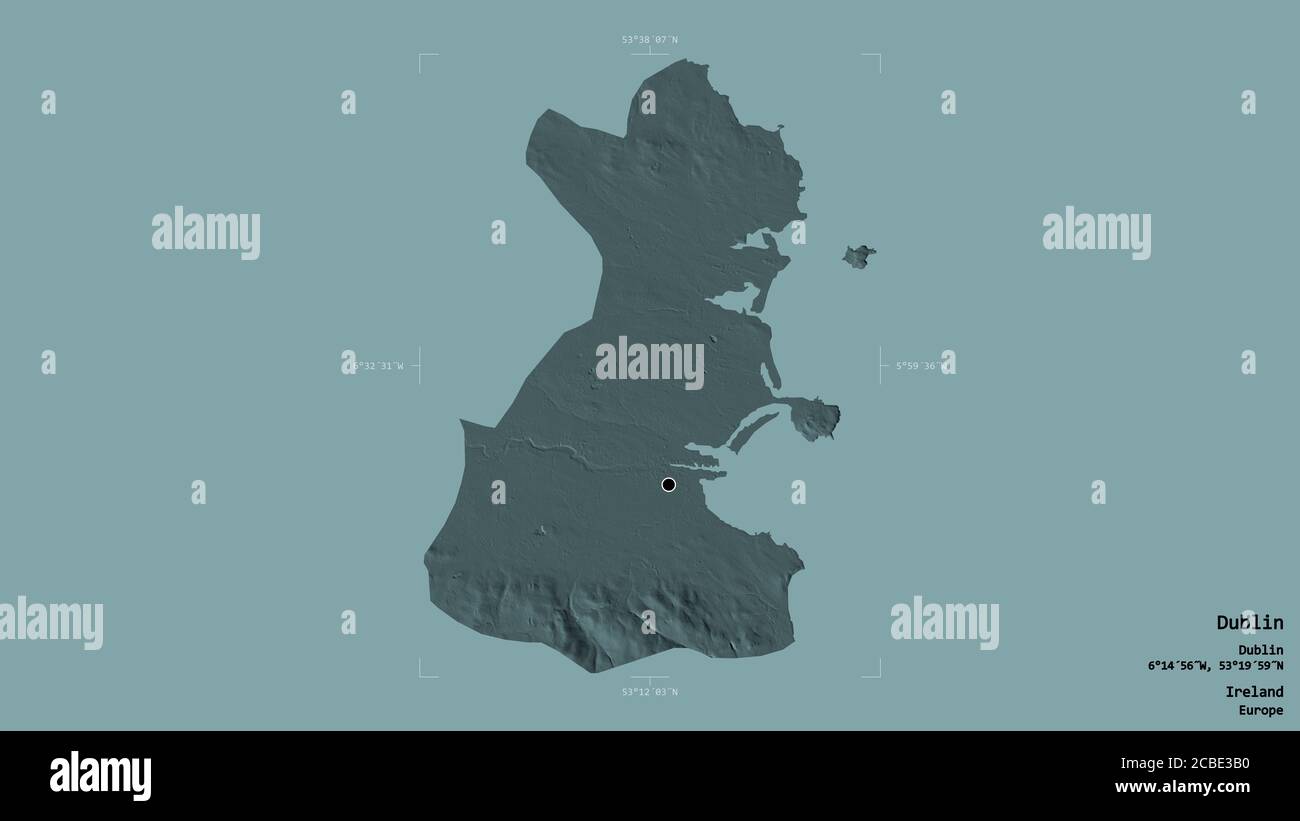 Area of Dublin, county of Ireland, isolated on a solid background in a ...