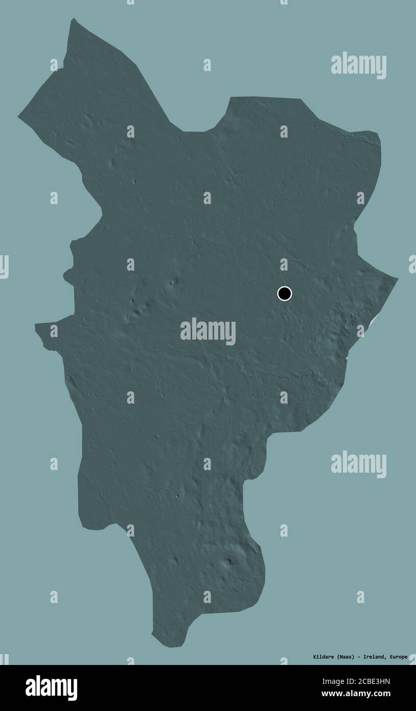 Shape of Kildare, county of Ireland, with its capital isolated on a ...