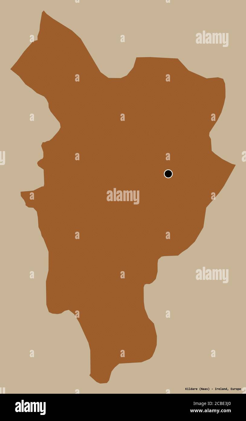 Shape of Kildare, county of Ireland, with its capital isolated on a ...