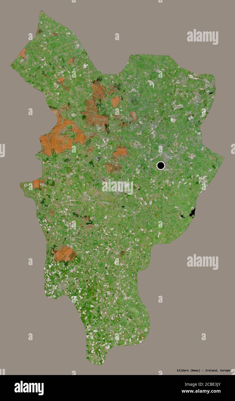 Shape of Kildare, county of Ireland, with its capital isolated on a ...